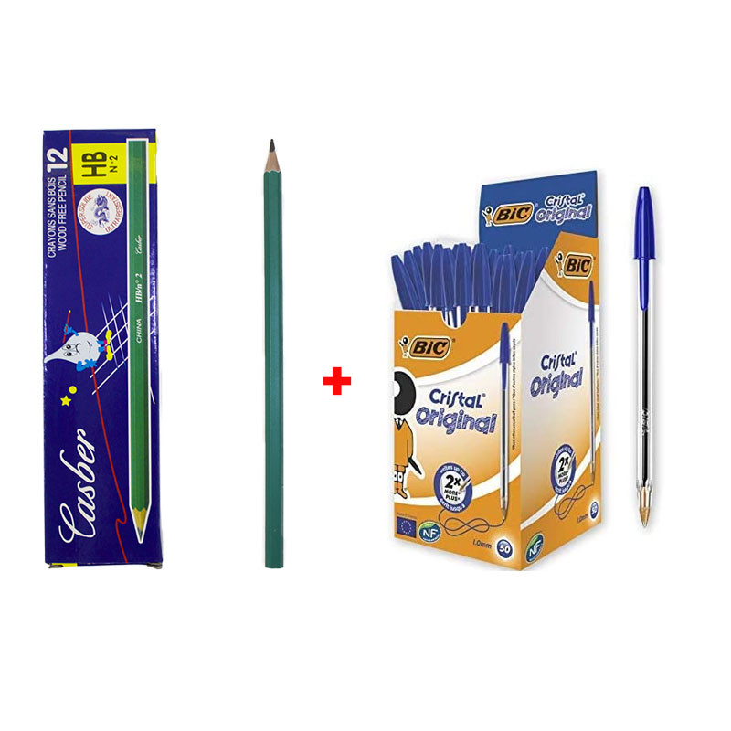 Pack De 12 Crayons Noir + Boite De 50 Stylos Bic - Spacenet Tunisie