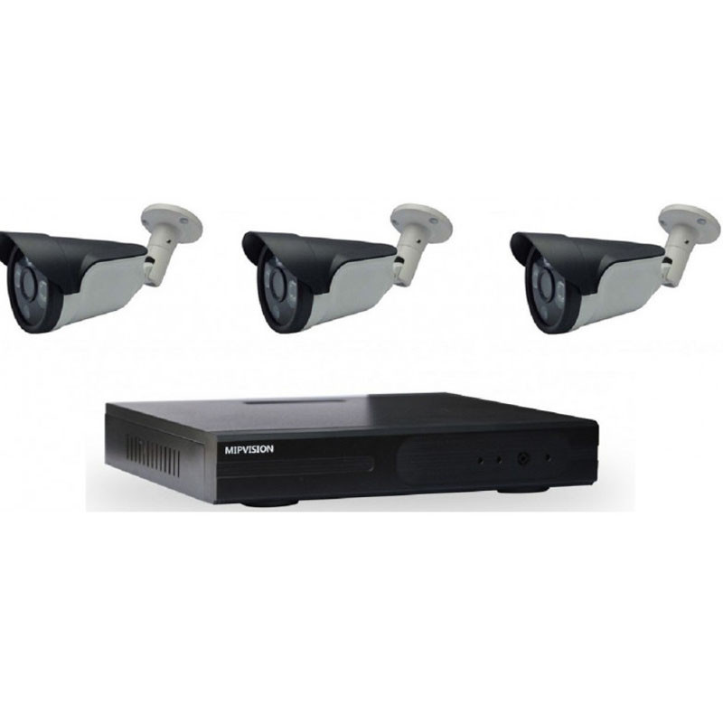 Pack DVR + 3 Caméras Externes MipVision 2MP Noir - SpaceNet
