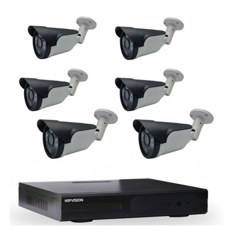 Pack DVR +6 Cameras Externes MipVision 1MP Noir A Bas Prix - SpaceNet