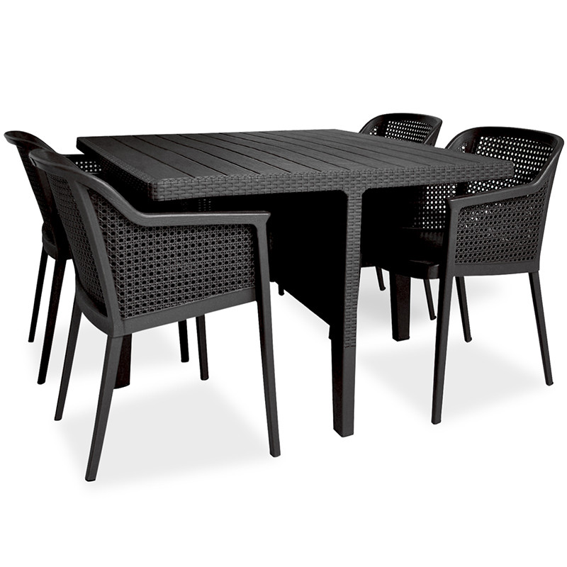 Salon De Terrasse Majestic 4 Places Noir - SpaceNet Tunisie