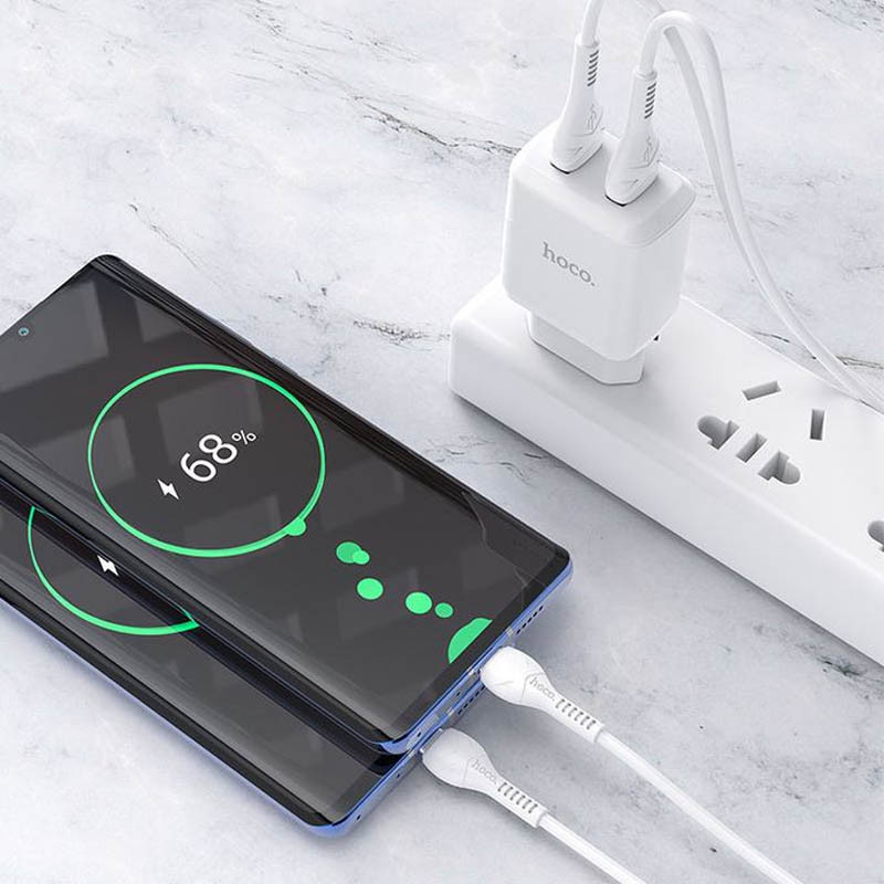 Chargeur Hoco N7 2 Ports USB Vers Lightning Certifié Blanc - SpaceNet