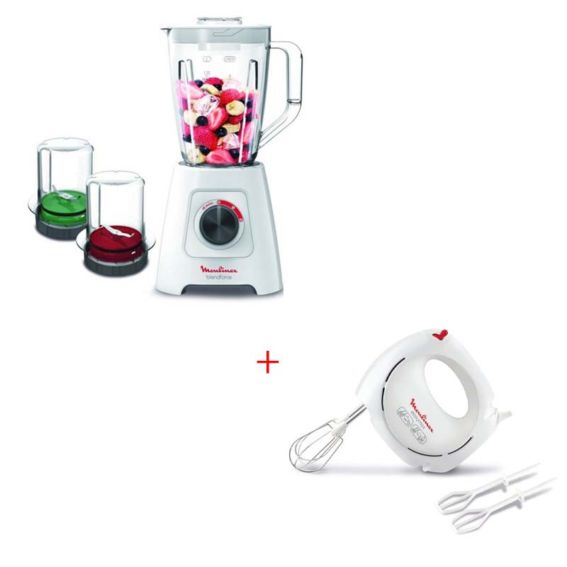 Pack Moulinex Batteur HM2501B1 + Blender LM423125 Blanc - SpaceNet