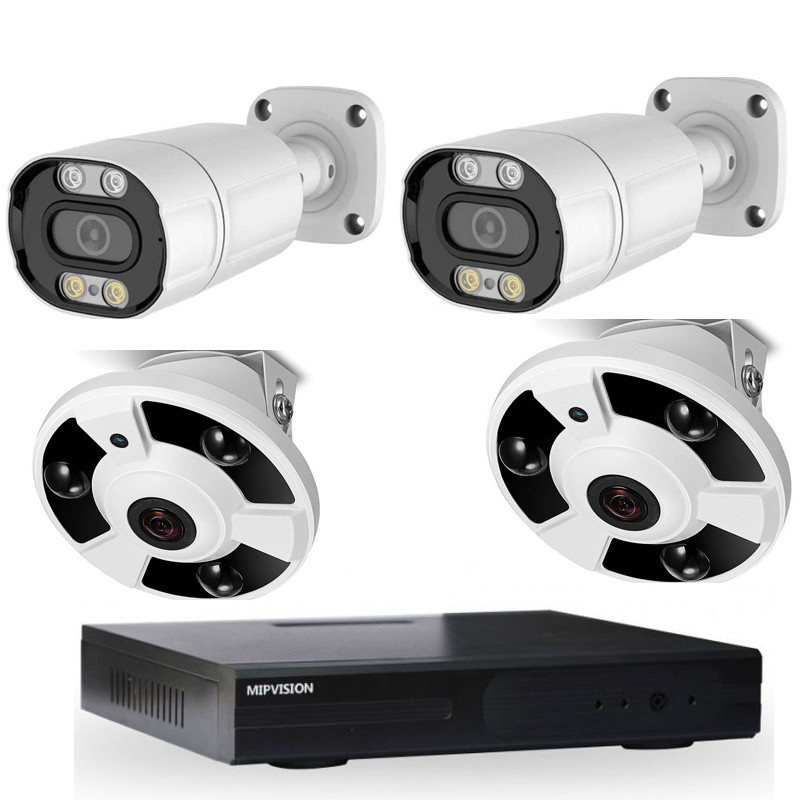 Pack Dvr Hyprid + 4 Cameras Internes MipVision 2MP Blanc - SpaceNet