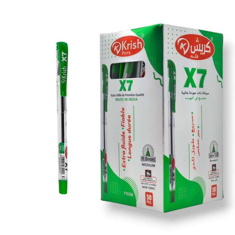 Boite De 50 Stylos A Billes Krish X7 Vert Au Meilleur Prix en Tunisie