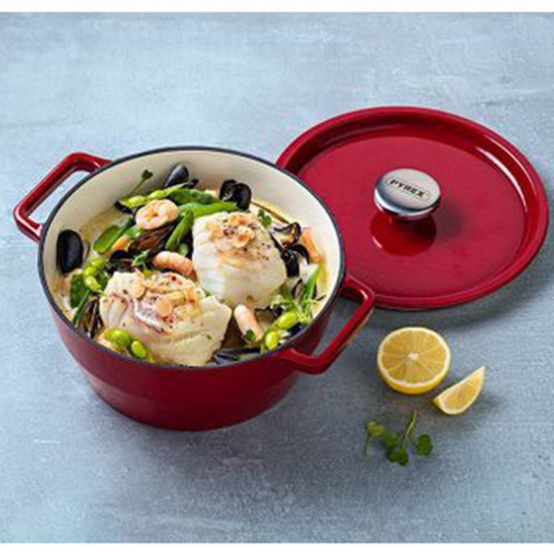 MINI COCOTTE RONDE FONTE PYREX 10CM SLOWCOOK ROUGE
