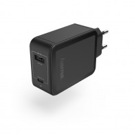 Chargeur Hama Power Delivery (PD)/Qualcomm® + USB-A Noir - SpaceNet