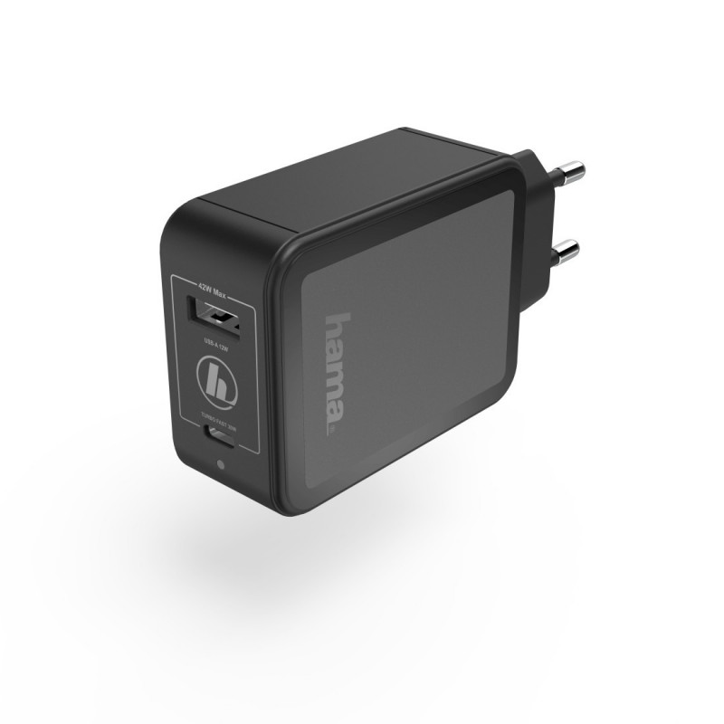 Chargeur Hama Power Delivery (PD)/Qualcomm® + USB-A Noir - SpaceNet