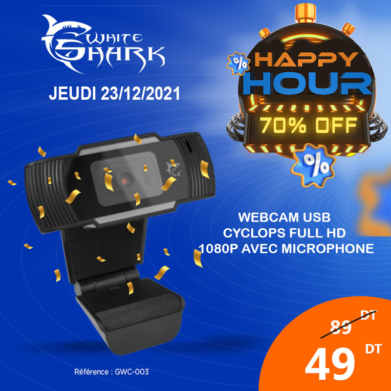 Webcam White Shark Cyclops Full HD 1080P Avec Microphone - SpaceNet